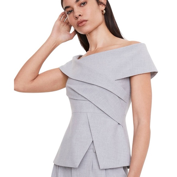 LOFT | Tops | Nwt Loft Versa Gray Seasonless Stretch Asymmetrical Off ...